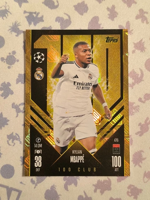 TOPPS MATCH ATTAX 2024/25 2025 Kylian Mbappe Real Madrid 100 Club Foil ...