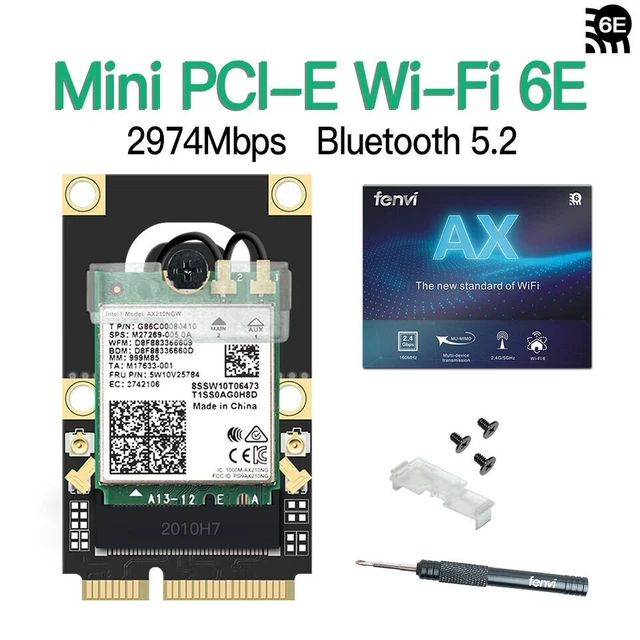 WIFI 6E INTEL AX210NGW Mini PCIe Wifi Card Tri-Band 802.11ax BT5.2 ...