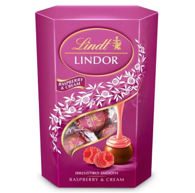 LINDT LINDOR RASPBERRY & Cream Milk Chocolate 200G Brand New Sealed Box ...