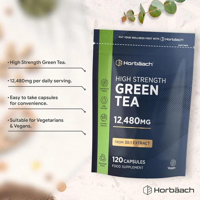 GREEN TEA CAPSULES 12,480Mg | Providing High Strength Polyphenols | 30: ...