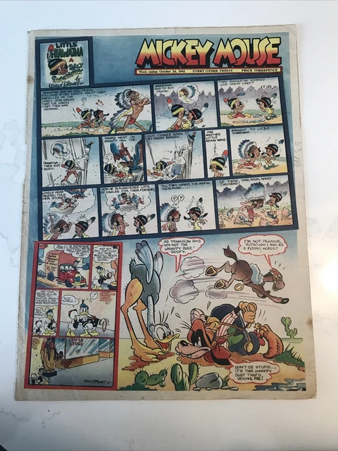 MICKEY MOUSE WEEKLY October 24 1942 Rare Newspaper Comic Disney WWII ...