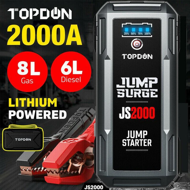 TOPDON JUMPSURGE2000 2000A Peak Battery Jump Starter 12V Booster Pack ...