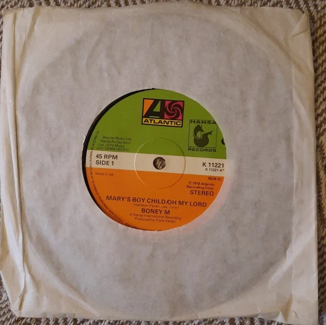 VINTAGE VINYL - MARY'S BOY CHILD / OH MY LORD by BONEY M 7 INCH 45 RPM ...