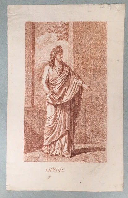 DESSIN ANCIEN SANGUINE Portrait Homme Oreste Mythologie Grecque Fin ...