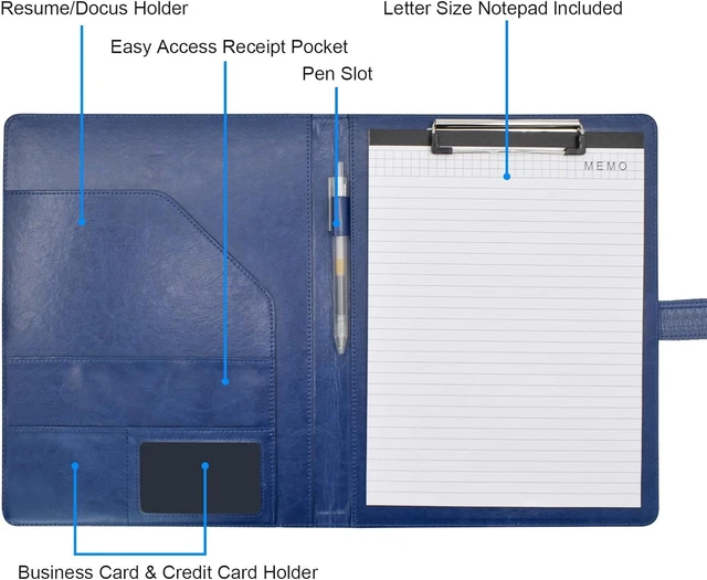 VANRA PADFOLIO CLIPBOARD Folder Leather Portfolio Binder Organizer A4 ...