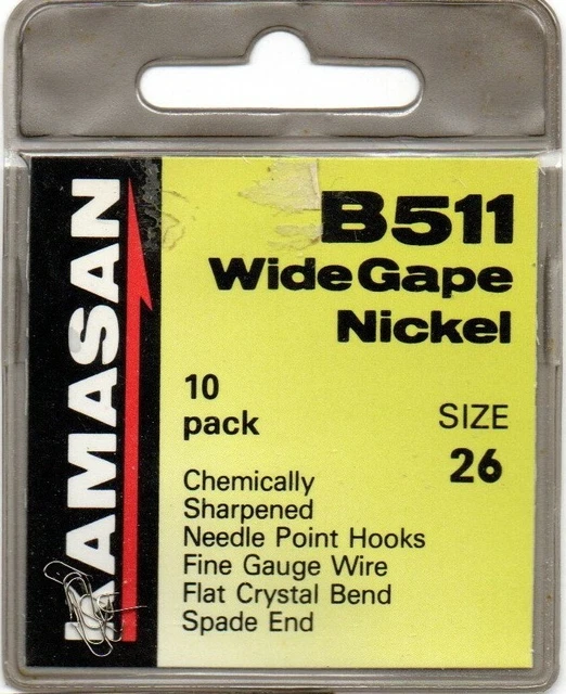 KAMASAN B511 WIDE Gape Nickel Spade End Size 26 Coarse Fishing Joblot ...
