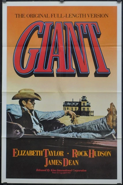GÉANT R1982 ORIGINAL 27X41 Plié Film Affiche James Dean Elizabeth ...