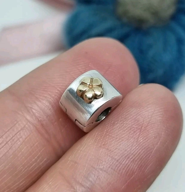 GENUINE PANDORA SILVER & 14k Gold Buttercup Flower Daisy Clip Charm 💕 ...