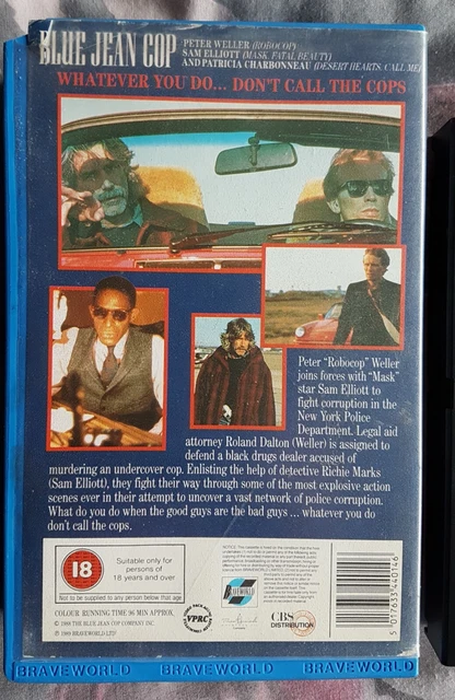 BLUE JEAN COP (VHS) BIG BOX - Sam Elliott + Peter Weller + Antonio ...