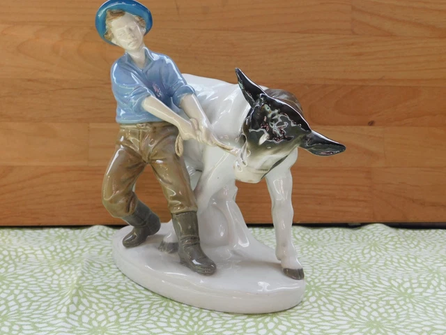 JUNGE MIT KALB, Porzellanfigur - GDR 1877 Lippelsdorf EUR 85,00 ...
