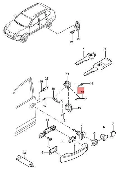 GENUINE PORSCHE BOWDEN Cable Inner Actuator Door Lock inner 95553102400 ...