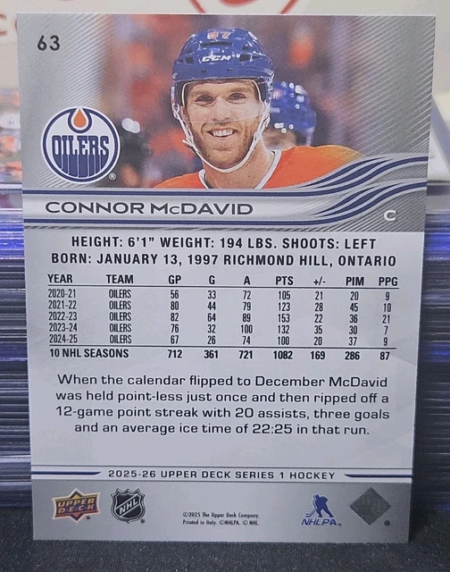 25-26 UPPER DECK Connor McDavid 🚨🚨🚨 Edmonton Oilers $4.99 - PicClick CA