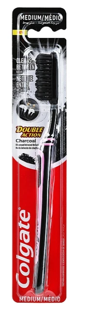 COLGATE® DOUBLE ACTION Charcoal Medium Toothbrush Pink £3.99 - PicClick UK