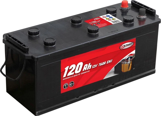 92118 BATTERIA AUTOCARRO e trattori 120Ah 12V 760A polo positivo destro ...