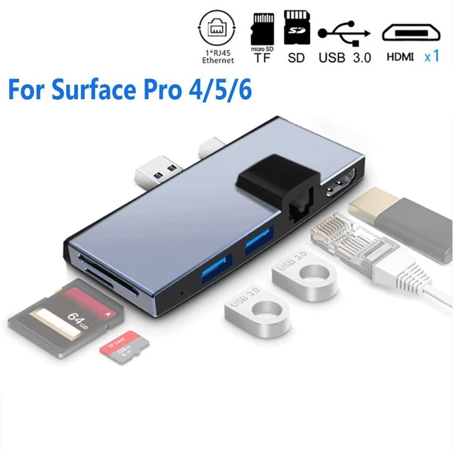 ADAPTER RJ45 ETHERNET USB Hub Expansion Dock For Microsoft Surface Pro ...