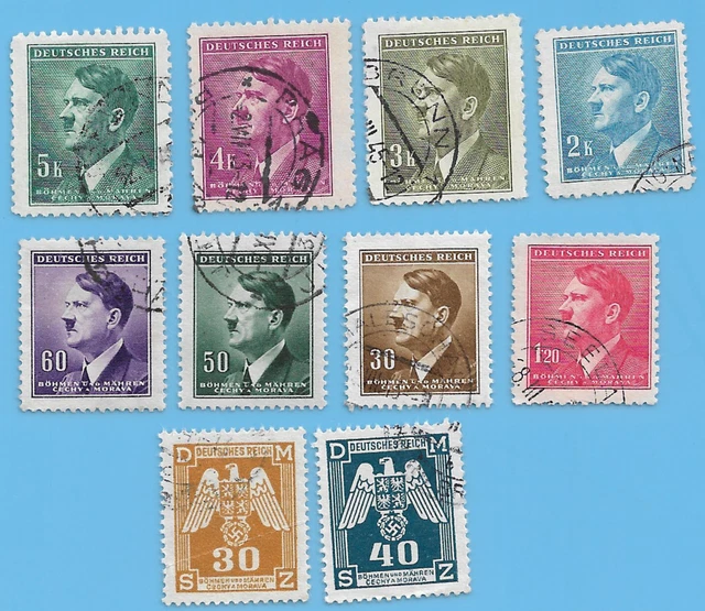 GERMANY GERMAN WW2 1941 Occupation of B&M Adolf Hitler Stamp Lot WW2 ...
