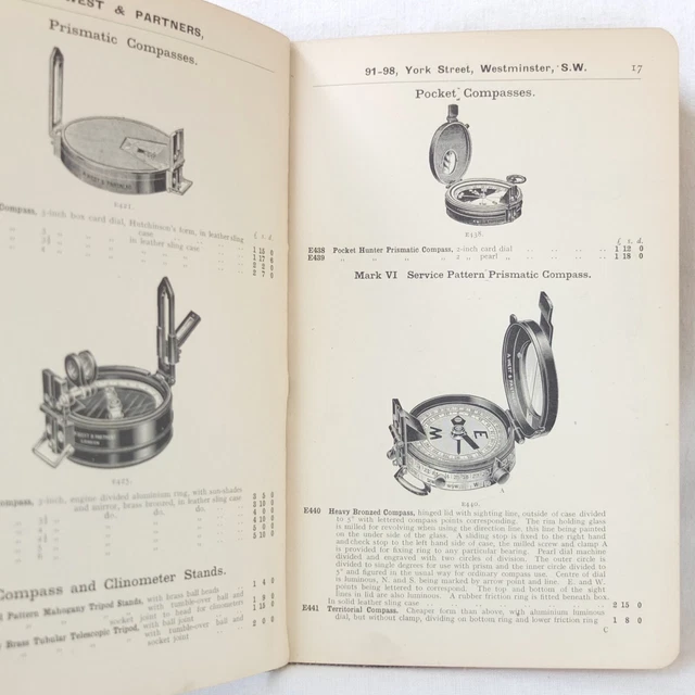 WW1 1914 WEST Scientific Instruments Catalogue Antique Compass Drawing ...