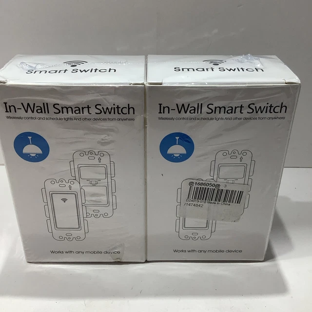 2-PACK SMART LIGHT Switch ON-OFF In-Wall Single-Pole 10A WiFi Smart W ...