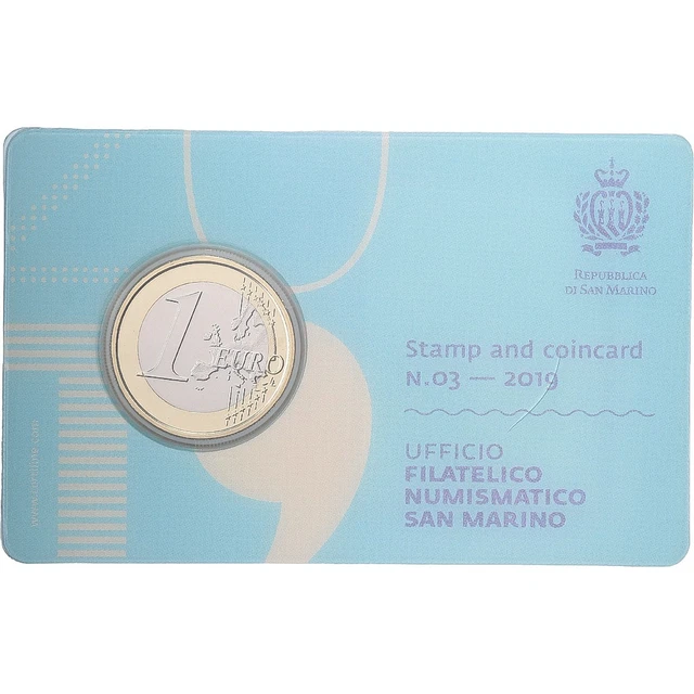 [#1509303] SAN MARINO, 1 Euro, Stamp and coin card, 2019, Bi-Metallic ...