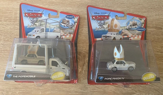 DISNEY PIXAR CARS Diecast 1:55 POPE PINION IV #8 and THE POPEMOBILE #9 ...