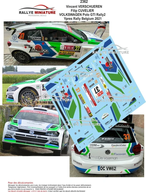DECALS 1/18 REF 2362 Vw Volkswagen Polo Verschueren Ypres Rally 2021 ...