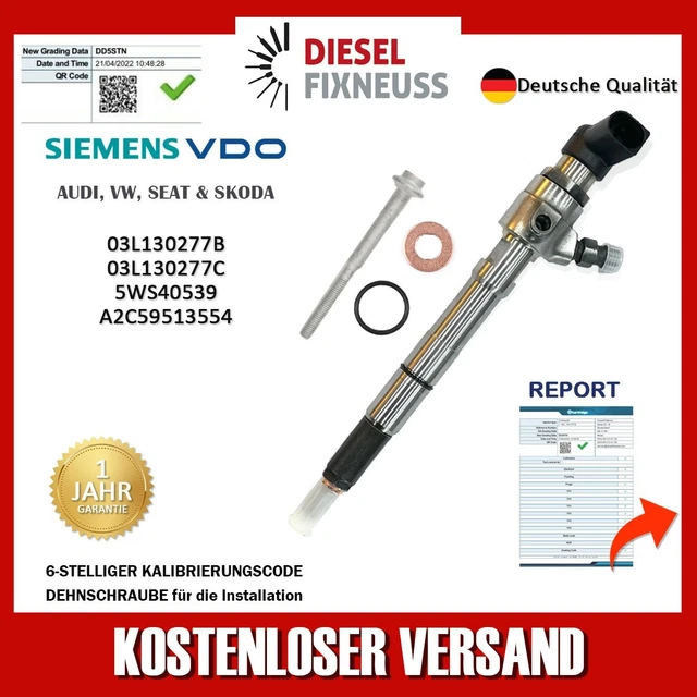 03L130277B INJECTEUR VW Siemens Caya 1,6 Tdi Continental VDO 03L130277S ...