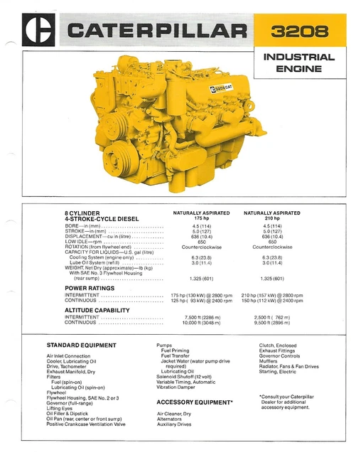 EQUIPMENT DATA SHEET - Caterpillar - 3208 - Industrial Engine ...