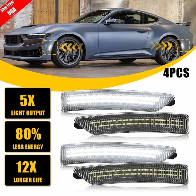 FOR 2024-2025 FORD Mustang S650 Front Rear Bumper 4PCS LED Side Marker ...