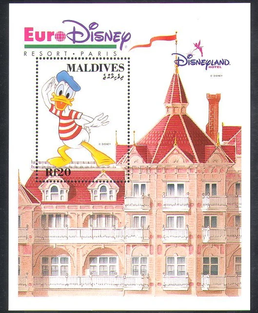 MALDIVES 1992 EURO Disney/Cartoons/Animation/Donald Duck//Building 1v m ...
