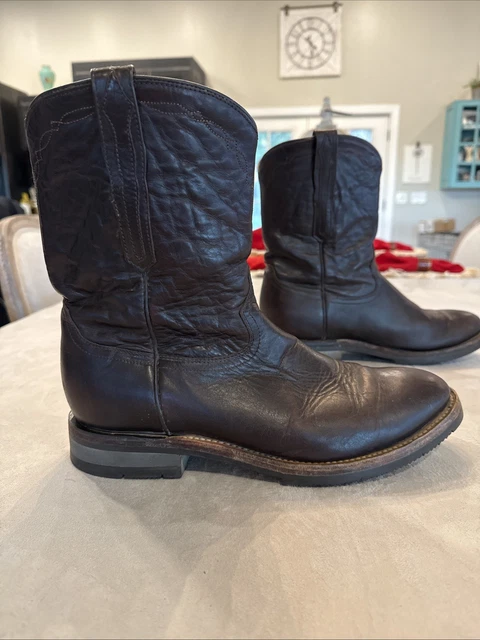 LUCCHESE RAYMOND CHOCOLATE Brown Mens Ranch Hand Roper Cowboy Boots ...