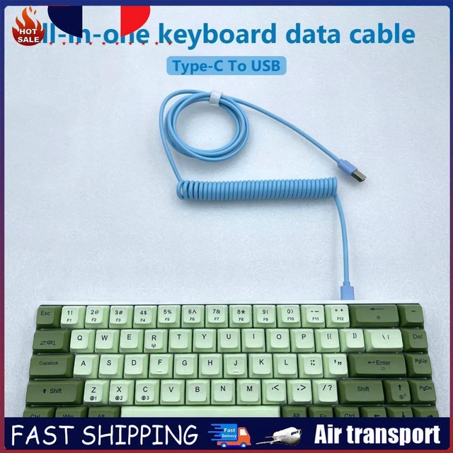 MECHANICAL KEYBOARD DATA Cable Coiled Aviator Wire Type-C to USB Plug ...