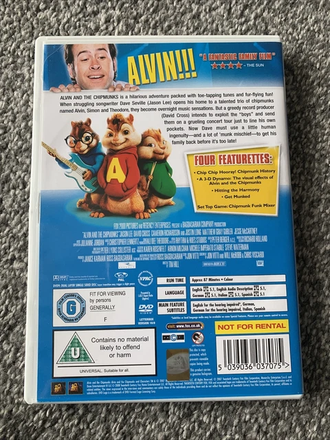 ALVIN AND THE Chipmunks DVD (2008) Jason Lee [U] NEW £0.99 - PicClick UK