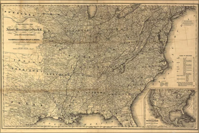 POSTER, MANY SIZES; Map Of Atlantic Mississippi & Ohio Railroad 1867 ... POSTER, MANY SIZES; Map Of Atlantic Mississippi & Ohio Railroad 1867 ...