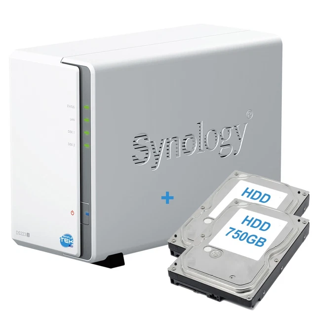 SYNOLOGY DS223J NAS 2-bay Double HDD 1,5tb (2x750gb) SATA Etherne ...