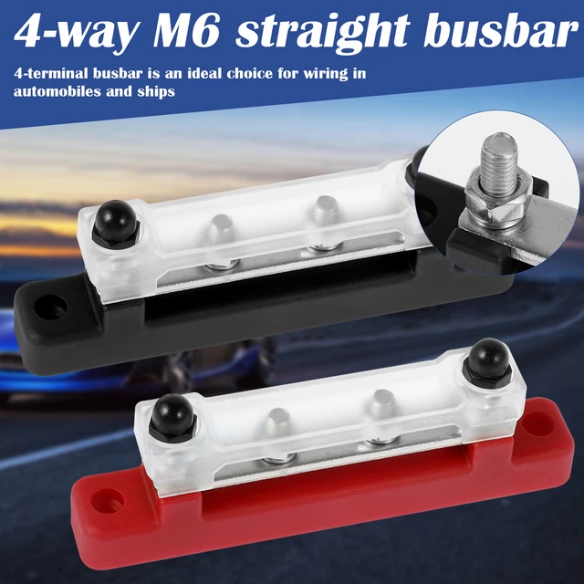 2PCS POSITIVE NEGATIVE Bus Bar Battery Power Distribution Block 4 x M6 ...
