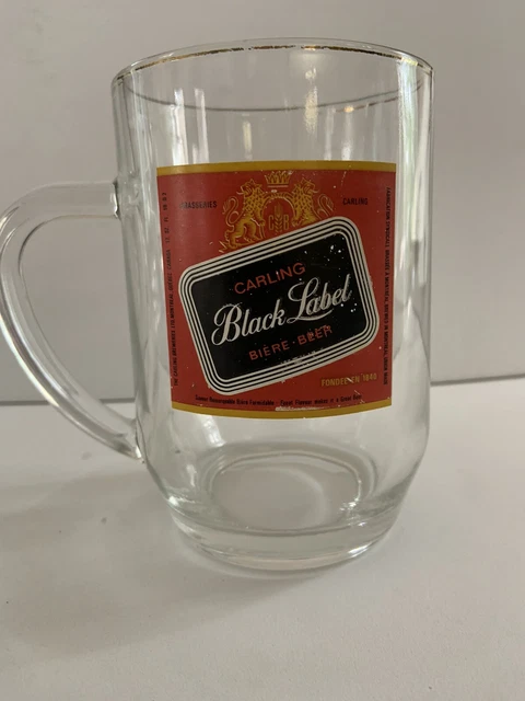 CARLING BLACK LABEL Vintage Clear Glass Beer Mug 12oz Iconic Canadian ...