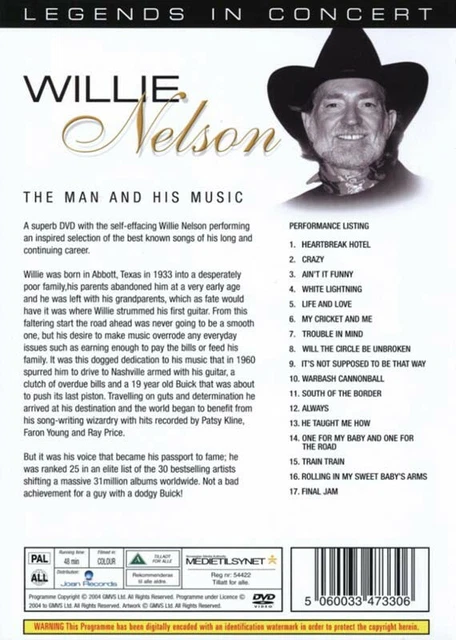 WILLIE NELSON - THE MAN AND HIS MUSIC- Legends in Concert (DVD) - NEU EUR 1,99 - PicClick IT