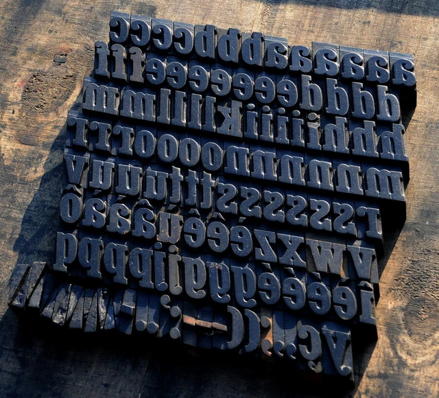 A-Z ANCIENS CARACTÈRES d'imprimerie en bois typographie lettres ABC ...