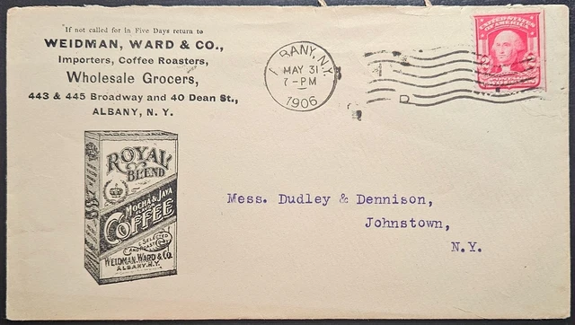 WEIDMAN WARD GROCER Royal Blend Coffee Advertising Letterhead Albany NY ...