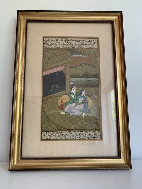 ANTIQUE INDIAN MINIATURE Painting in Mughal Style. Illuminated Urdu Manuscripts EUR 51,83 ...