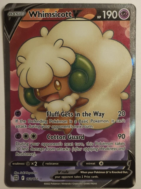 POKEMON CARD WHIMSICOTT V 160/172 Brilliant Stars Full Art Near Mint £3 ...
