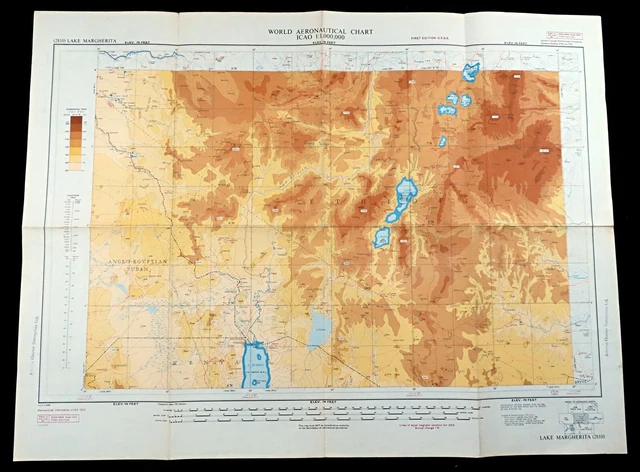MAP OF ETHIOPIA Lake Abaya Margherita Anglo Egyptian Sudan Vintage ICAO ...