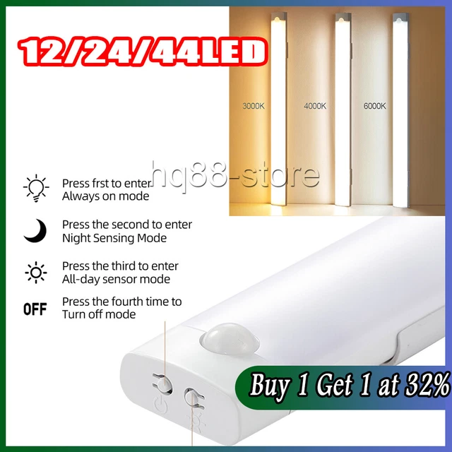 STRIP LIGHT LED PIR Motion Sensor Wireless USB Rechargeable Cabinet Closet Lamp £3.76 - PicClick UK
