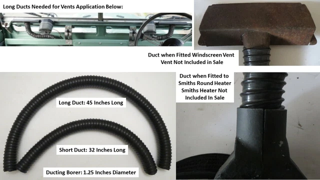 LAND ROVER SERIES II IIA Smiths Round Heater Windscreen Long Vent Duct ...