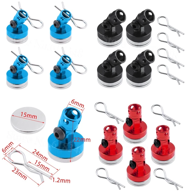 4X RC MAGNETISCHE Karosserie Halterung Alu 1:10 1:8 RC Autos Hsp Amewi ...