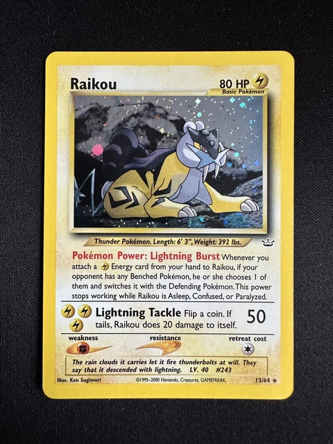 CARTE POKÉMON - RAIKOU 13/64 neo revelation wizards - Edition 2 holo NM ...