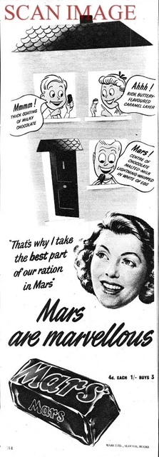 1950S ADVERT MARS Chocolate Bar Vintage Original Confectionary Print AD ...
