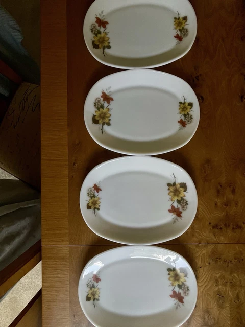 PYREX JAJ AUTUMN Glory Oval Plates Steak Platters Vintage 30 X 23cm x4 ...