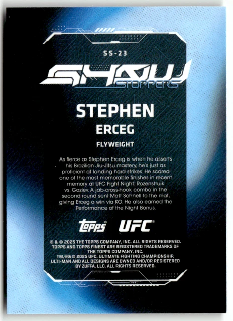 TOPPS FINEST UFC 2025 No. SS-23 Stephen Erceg Rookie Show Stoppers EUR ...