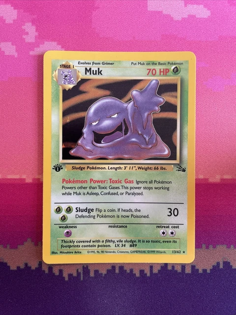 POKEMON CARD MUK Fossil 1st Edition Holo Rare 13/62 Near Mint Condition ...